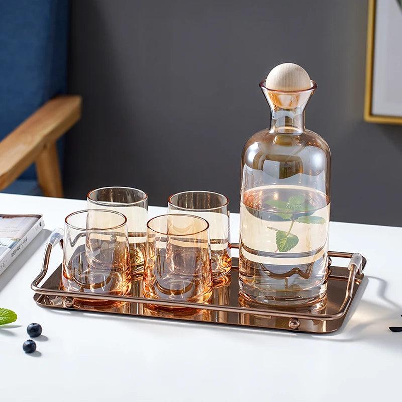 Inttox-Pichet à Jus de Luxe Créatif avec de Tasses d'Eau 6 piece